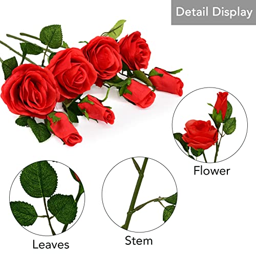 Softflame Artificial/Fake/Faux Flowers - Roses with 2 Blooms Red 10PCS for Wedding, Home, Party, Restaurant