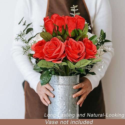 Softflame Artificial/Fake/Faux Flowers - Roses with 2 Blooms Red 10PCS for Wedding, Home, Party, Restaurant