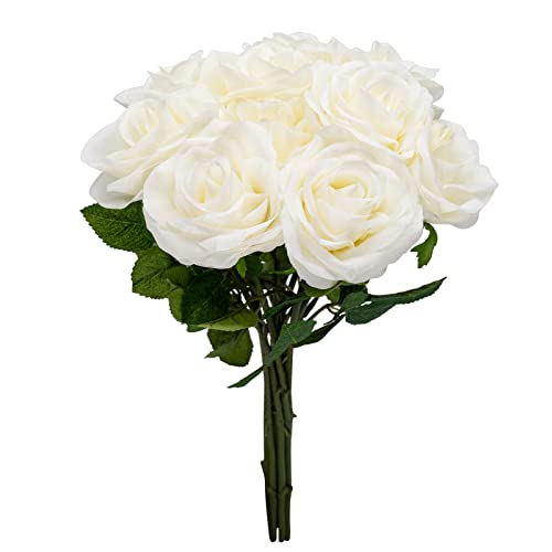 Softflame Artificial/Fake/Faux Flowers - Rose White 10PCS for Wedding, Home, Party, Restaurant