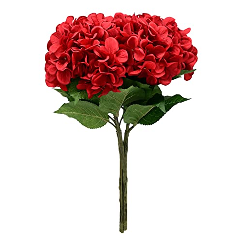 Softflame Artificial/Fake/Faux Flowers - Hydrangea Red 4PCS for Wedding, Home, Party, Restaurant