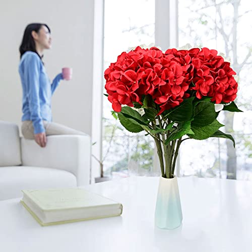 Softflame Artificial/Fake/Faux Flowers - Hydrangea Red 4PCS for Wedding, Home, Party, Restaurant