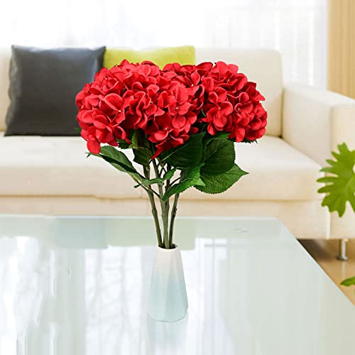 Softflame Artificial/Fake/Faux Flowers - Hydrangea Red 4PCS for Wedding, Home, Party, Restaurant