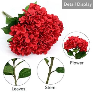 Softflame Artificial/Fake/Faux Flowers - Hydrangea Red 4PCS for Wedding, Home, Party, Restaurant