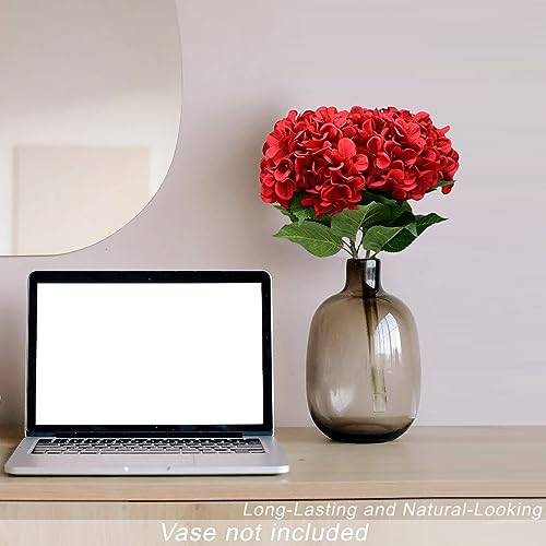 Softflame Artificial/Fake/Faux Flowers - Hydrangea Red 4PCS for Wedding, Home, Party, Restaurant