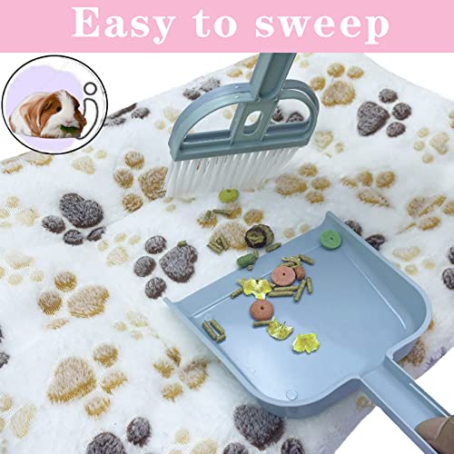 Irieiply 5 PCS 16"x12"x 2" Ultra Soft Cat Bunny Guinea Pig Hamster Bed Mats Small Animal Sleeping Bedding Pads with Cleaning Dustpan Brush, Cozy Rabbit Winter Sleep Cage Thickened Bed