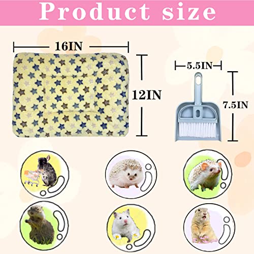 Irieiply 5 PCS 16"x12"x 2" Ultra Soft Cat Bunny Guinea Pig Hamster Bed Mats Small Animal Sleeping Bedding Pads with Cleaning Dustpan Brush, Cozy Rabbit Winter Sleep Cage Thickened Bed