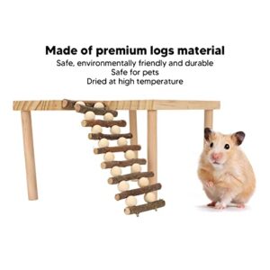 Hamster Wooden Platform, Hamster Climbing Ladder Toy Cage Accessories for Guinea Pigs Chinchillas Gerbils Hamster