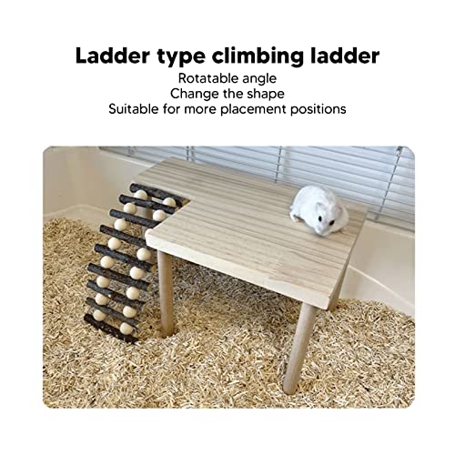 Hamster Wooden Platform, Hamster Climbing Ladder Toy Cage Accessories for Guinea Pigs Chinchillas Gerbils Hamster