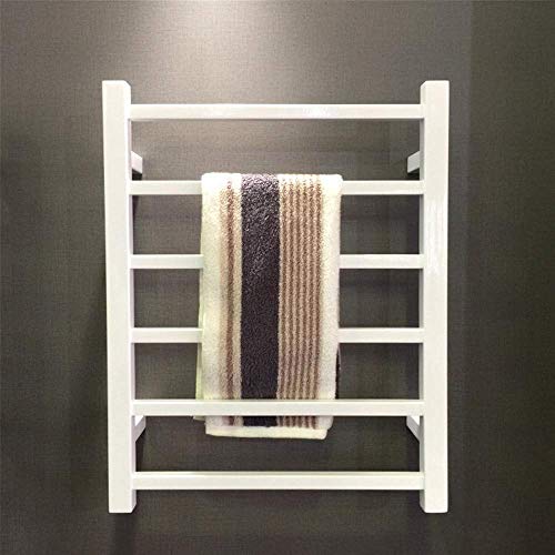 LUNEZY Heated Towel Rack, Wall Mounted Heated Towel Warmers, Square Electric Towel Rack Matte Black and White Optional for Home Bathroom,White