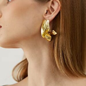 Large Gold Dangle Earrings Chunky Gold Statement Earrings 14K Gold Plated Wave Earrings for Women - Irregular Shape Dangle Earrings Gift for Girls