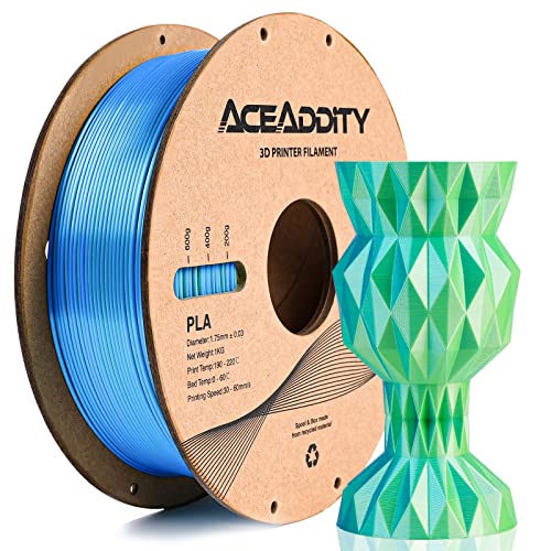 Aceaddity Silk Magic PLA 3D Printer Filament, Dual-Colour Co-Extrusion 1.75mm 3D Printing PLA Filament, Shiny Silk Coextruded PLA, Dimensional Accuracy +/- 0.03 mm, 1kg/2.2lbs (Blue-Yellow)