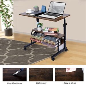 Laptop Desk Adjustable Desk Small Standing Desk Home Office Desks for Small Spaces Portable Desk Table for Bedrooms, 31.5" Rustic Uplift Study Desk Mobile Rolling Computer Work Desk on Wheels (Rustic)