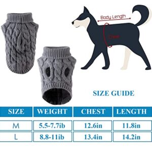 Turtleneck Dog Sweater - Winter Coat Apparel Classic Cable Knit Clothes with Leash Hole for Cold Weather, Ideal Gift for Pet. (Medium, Red)