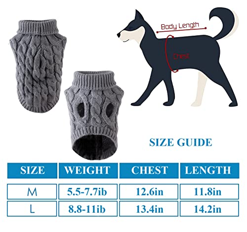 Turtleneck Dog Sweater - Winter Coat Apparel Classic Cable Knit Clothes with Leash Hole for Cold Weather, Ideal Gift for Pet. (Medium, Red)