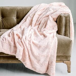 WOLF CREEK BLANKET Double Soft Luxurious Indulgent Faux Fur No Shed Throws - Softest Cozy & Lightweight Reversible thow Blankets for Chair, Sofa, or Bed, Women Teen Girls Gift (Pink 50x65)