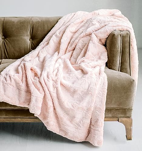 WOLF CREEK BLANKET Double Soft Luxurious Indulgent Faux Fur No Shed Throws - Softest Cozy & Lightweight Reversible thow Blankets for Chair, Sofa, or Bed, Women Teen Girls Gift (Pink 50x65)