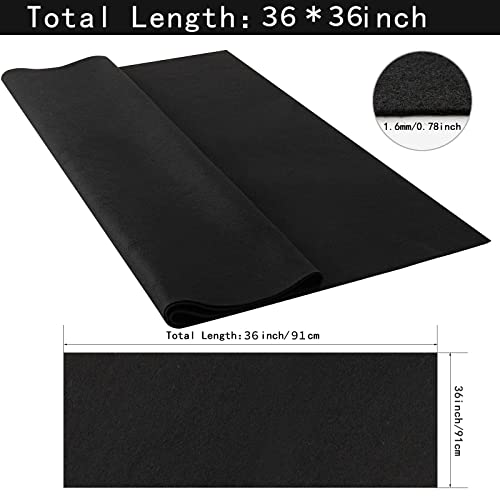 HAOFEIJH Felt Fabric 36 * 36 Inch Wide 1.6mm,Fabric Sheets Soft Woven Acrylic Craft Fabric for DIY Craftwork Sewing Patchwork,Craft Felt(Black)