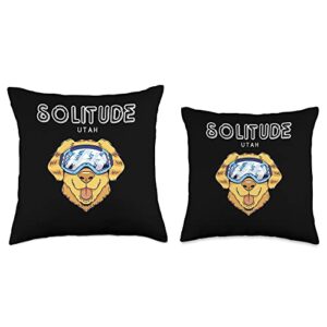 Dog Ski Solitude Utah Shirts & Gifts Solitude Utah-Funny Dog Ski Googles Throw Pillow, 16x16, Multicolor