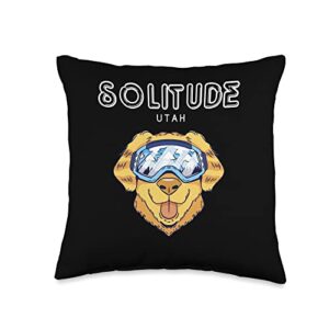 dog ski solitude utah shirts & gifts solitude utah-funny dog ski googles throw pillow, 16x16, multicolor