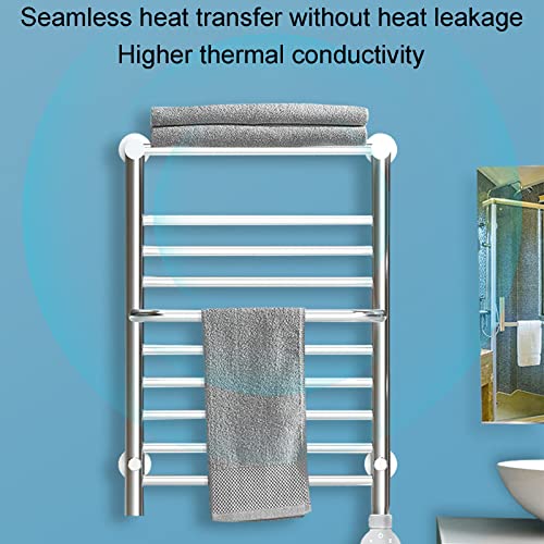 Intelligent Carbon Fiber Timing Constant Temperature and Temperature Regulation 304 Stainless Steel Heating and Drying Electric Heating Towel Rack,Silver