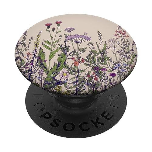 Cute Simple Wildflowers Pattern Design Floral on Beige PopSockets Standard PopGrip