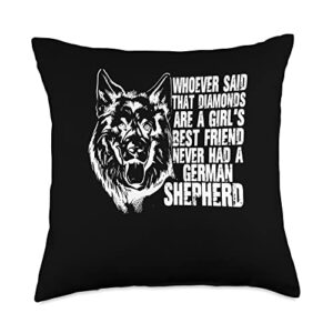 german shepherd girl's best friend dog owner gift german shepherd girl's best friend | dog owner throw pillow, 18x18, multicolor