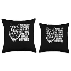 German Shepherd Girl's Best Friend Dog Owner Gift German Shepherd Girl's Best Friend | Dog Owner Throw Pillow, 18x18, Multicolor