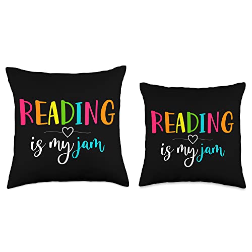 Reading Is My Jam Funny Back To School ELA Teacher Jam Read Back to School ELA Teacher Throw Pillow, 16x16, Multicolor