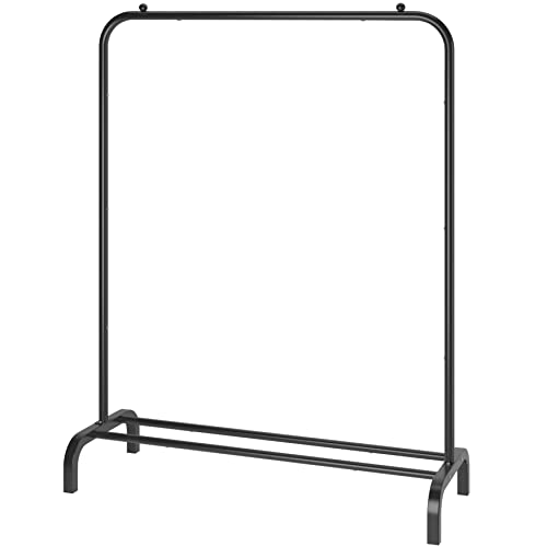 MOYIPIN Metal Clothing Rack, Single Rod Portable Garment Rack for Hanging clothes, Cloths Rack for Bedroom, Balcony 43.31inch, Black