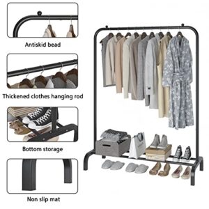 MOYIPIN Metal Clothing Rack, Single Rod Portable Garment Rack for Hanging clothes, Cloths Rack for Bedroom, Balcony 43.31inch, Black