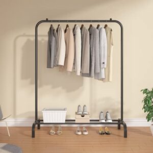 MOYIPIN Metal Clothing Rack, Single Rod Portable Garment Rack for Hanging clothes, Cloths Rack for Bedroom, Balcony 43.31inch, Black