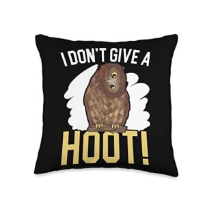 owl whisperer bird lover stemi apparel i don't give a hoot lover nocturnal bird owl whisperer throw pillow, 16x16, multicolor