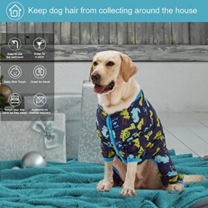 LovinPet Dog Clothing for Large Dogs: Dinosaur in The Jungle Print, Lightweight Stretchy Knit Pullover Puppy Pajamas, Large Dog Onesie. Large Breed Dog Jammies, Pet PJ's/XXL