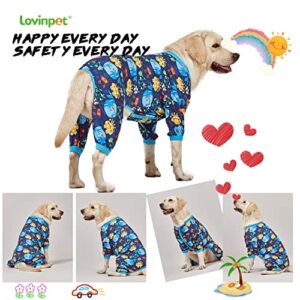 LovinPet Pajamas for Large Dogs - Lightweight Stretch Knit Pullover Dog Shirt, Marine Life Print, Large Dog Onesie, Large Breed Dog Jammie, Pet PJ's/Large