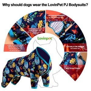 LovinPet Pajamas for Large Dogs - Lightweight Stretch Knit Pullover Dog Shirt, Marine Life Print, Large Dog Onesie, Large Breed Dog Jammie, Pet PJ's/Large