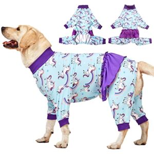 lovinpet big dog onesie pitbull, unicorn dog shirt, magical unicorn rainbow print, lightweight stretchy knit pullover large puppy pajamas, large breed dog jammies, pet pj's/xxl