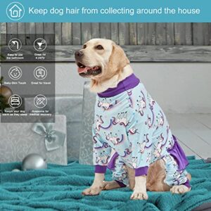 LovinPet Big Dog Onesie Pitbull, Unicorn Dog Shirt, Magical Unicorn Rainbow Print, Lightweight Stretchy Knit Pullover Large Puppy Pajamas, Large Breed Dog Jammies, Pet PJ's/XXL