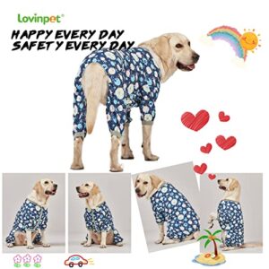 LovinPet Giant Dog Pajamas, Jellyfish and Starfish Deep Sea Print, Lightweight Pullover Large Puppy Pajamas, Large Breed Full Coverage Dog Jammies, Pet PJ's /3XL