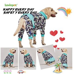 LovinPet Large Giant Dog Pajamas, Post Surgery Recovery Shirt for Large Dogs, Unicorns in Space Black Print/Lightweight Big Dogs Pullover, Full Coverage Large Breed Dog Jammies, Pet PJ's /3XL