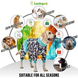 LovinPet Large Giant Dog Pajamas, Post Surgery Recovery Shirt for Large Dogs, Unicorns in Space Black Print/Lightweight Big Dogs Pullover, Full Coverage Large Breed Dog Jammies, Pet PJ's /3XL