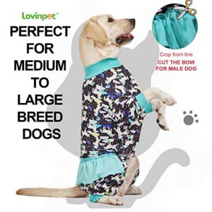 LovinPet Large Giant Dog Pajamas, Post Surgery Recovery Shirt for Large Dogs, Unicorns in Space Black Print/Lightweight Big Dogs Pullover, Full Coverage Large Breed Dog Jammies, Pet PJ's /3XL