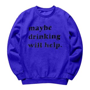 narhbrg sweatshirt for womens letter print fall sweatshirts crewneck long sleeve shirts tunic tops for leggings pullover blue