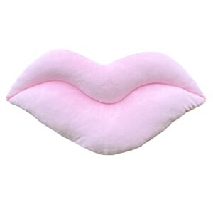 unlockgift pink velvet lip shaped pillow light pink pillows love cushion funky throw pillow bed living room decorative pillows (baby pink, 60 cm)