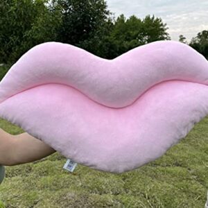 unlockgift Pink Velvet Lip Shaped Pillow Light Pink Pillows Love Cushion Funky Throw Pillow Bed Living Room Decorative Pillows (Baby Pink, 60 cm)