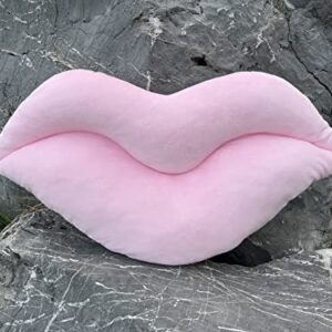 unlockgift Pink Velvet Lip Shaped Pillow Light Pink Pillows Love Cushion Funky Throw Pillow Bed Living Room Decorative Pillows (Baby Pink, 60 cm)