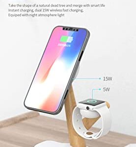 Productive Bee Tree Design Fast 3-in-1 Wireless Charging Station for iPhone 11/12/13, Pro, Pro Max, Mini, Apple Watch, AirPods2/Pro