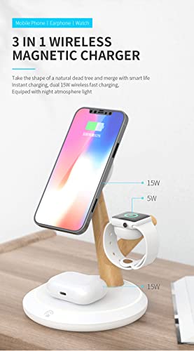 Productive Bee Tree Design Fast 3-in-1 Wireless Charging Station for iPhone 11/12/13, Pro, Pro Max, Mini, Apple Watch, AirPods2/Pro