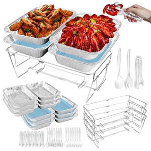 horestkit disposable buffet set chafing dish, 44 pieces buffet servers, food warmers for parties, includes pans & serving utensils