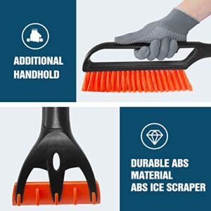 YeewayVeh 35" Ice Scraper for Car Windshield, Extendable Snow Brush with Foam Grip & Additional Handhold, 2 in 1 Detachable & Scratch-Free Snow Scrapers for Car Truck SUV, Orange