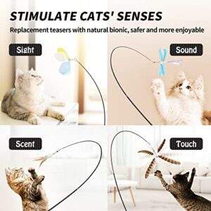 uahpet Battery Operated Cat Water Fountain & 6pcs Filters + Natural Feather Cat Toys for Indoor Cats